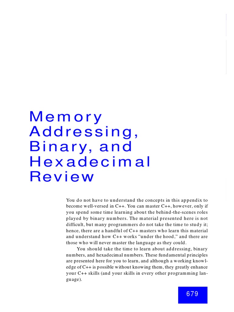 Memory Addressing, Binary, and Hexadecimal Review: Example | Download ...