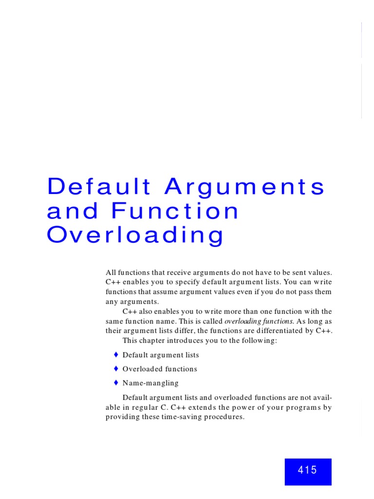 Default Arguments and Function Overloading: Example | PDF | Parameter ...
