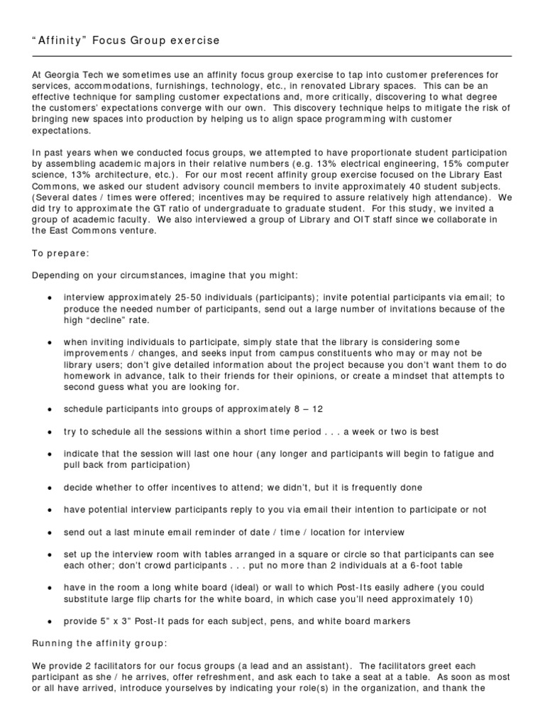 Affinity Exercise | Focus Group | Libraries | Free 30-day Trial | Scribd