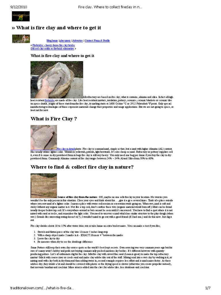 Fire Clay. Where To Collect Fireclay in Nature and How. Buying Fire ...