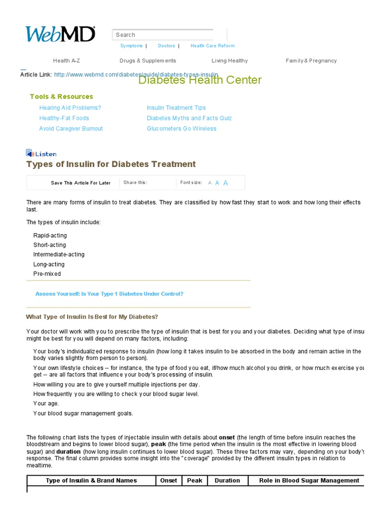 Brands and Types of Insulin - Rapid-Acting, Long-Acting, and More | PDF ...