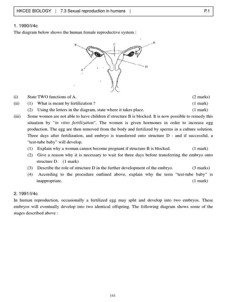 Hkcee Biology - 7.3 Sexual Reproduction in Humans - P.1 | PDF | Birth ...