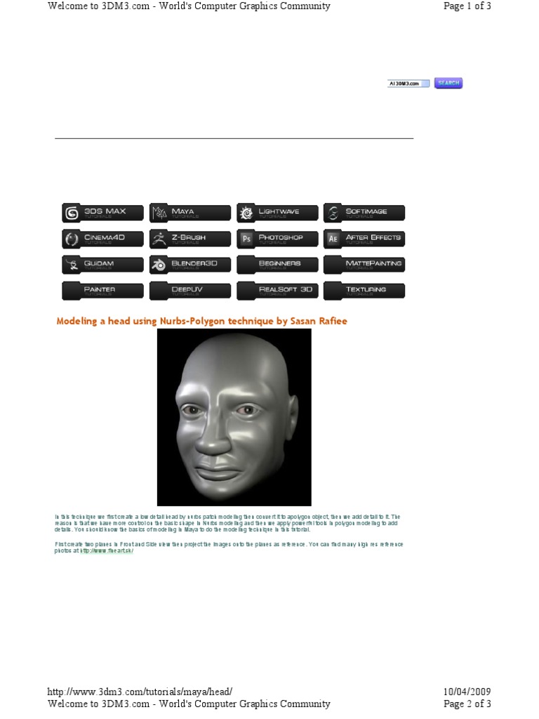 Modeling A Head Using Nurbs-Polygon Technique by Sasan Rafiee | PDF ...