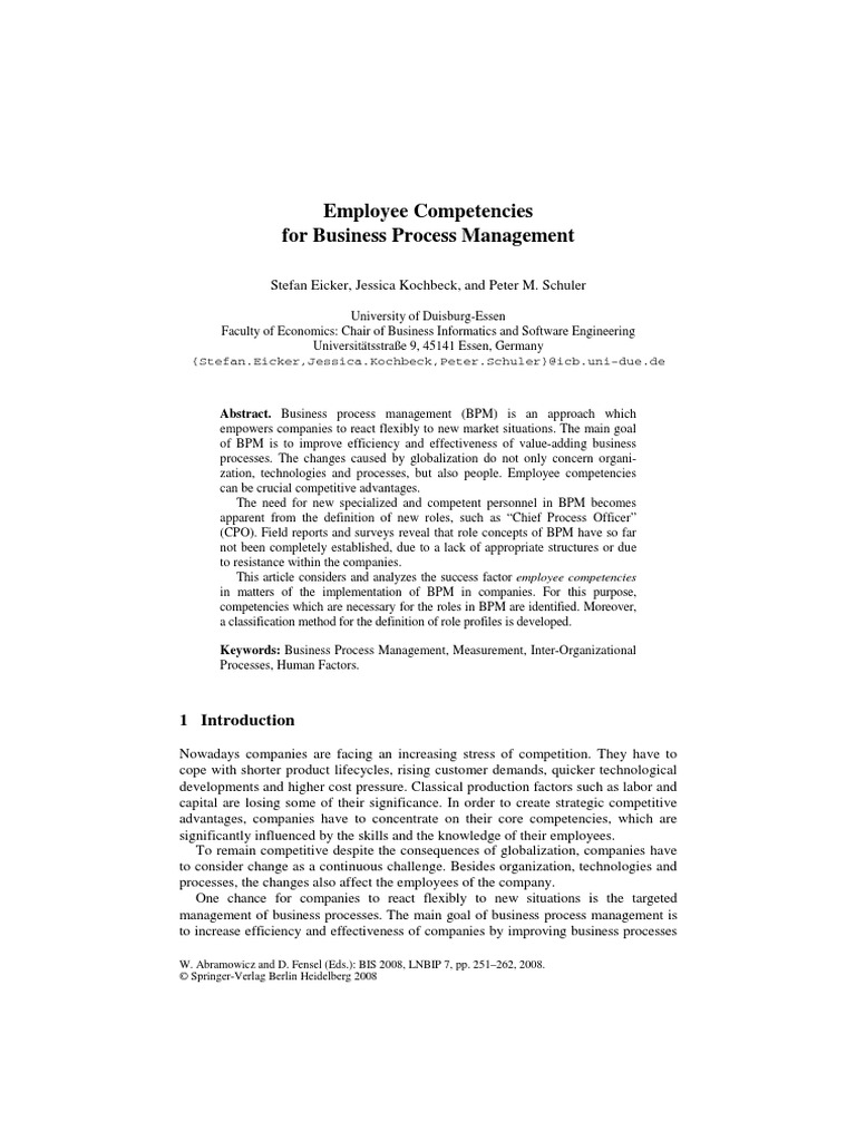Employee Competencies For Business Process Management | PDF ...