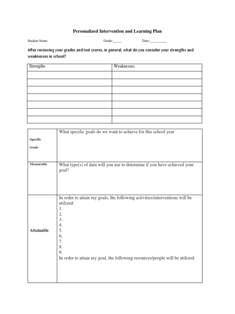 Intervention Plan for Failing Students | PDF | Goal | Homework