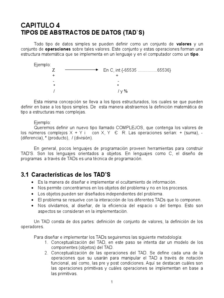 Tipos de Abstractos de Datos (Tad's) | PDF | Objeto (informática) | Desarrollo de software