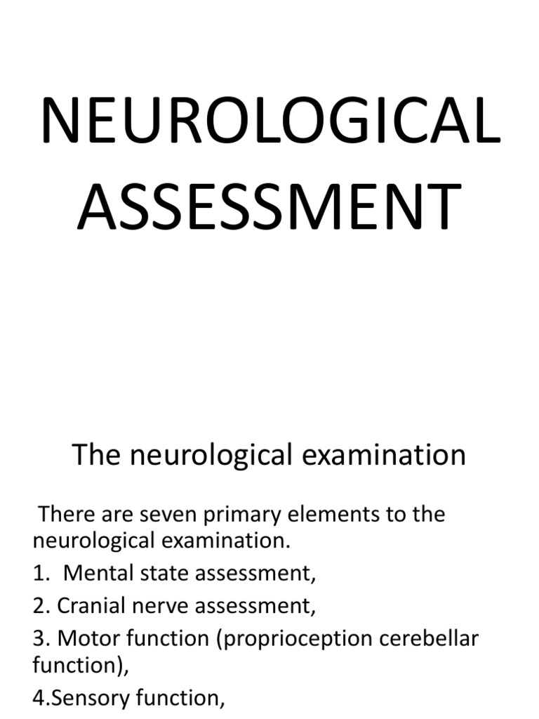 Neurological Assessment Overview | PDF | Senses | Somatosensory System