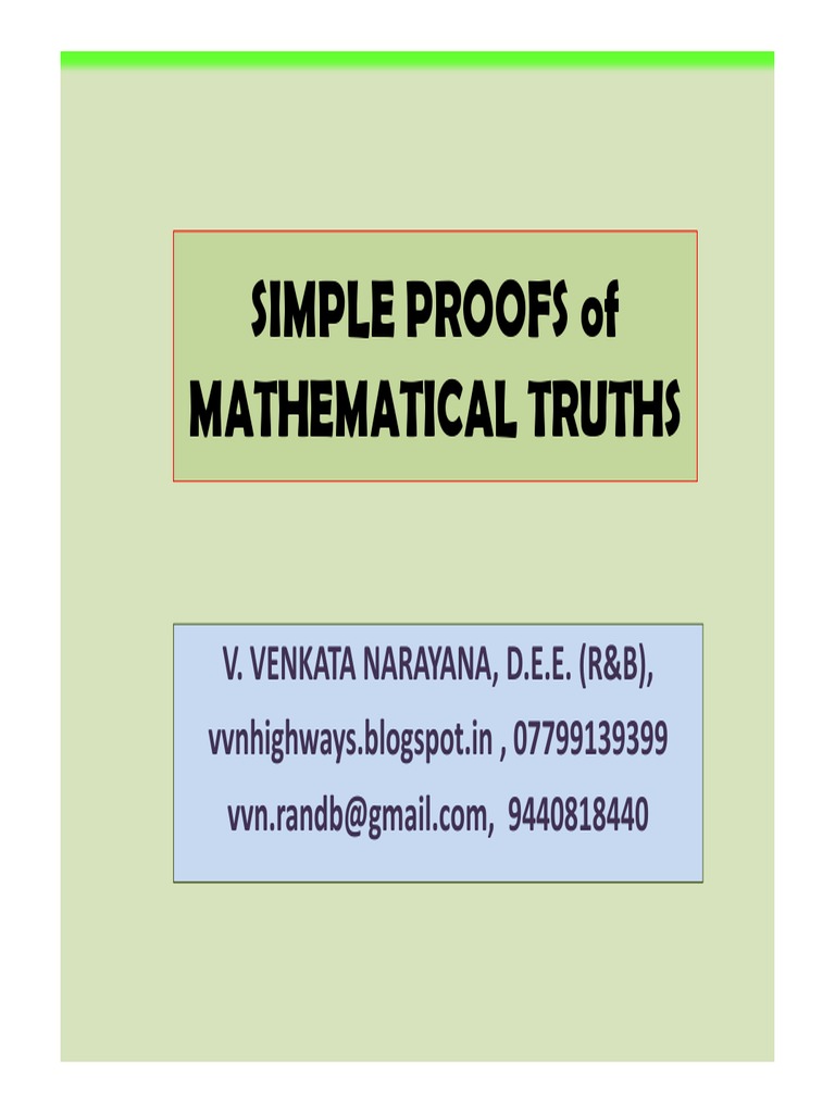 Math Truths Their SimpleProofs | PDF | Area | Pi