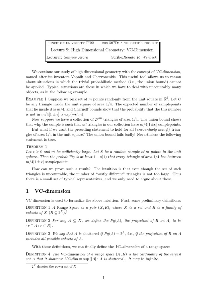 Theorist's Toolkit Lecture 9: High Dimensional Geometry (Continued) and ...
