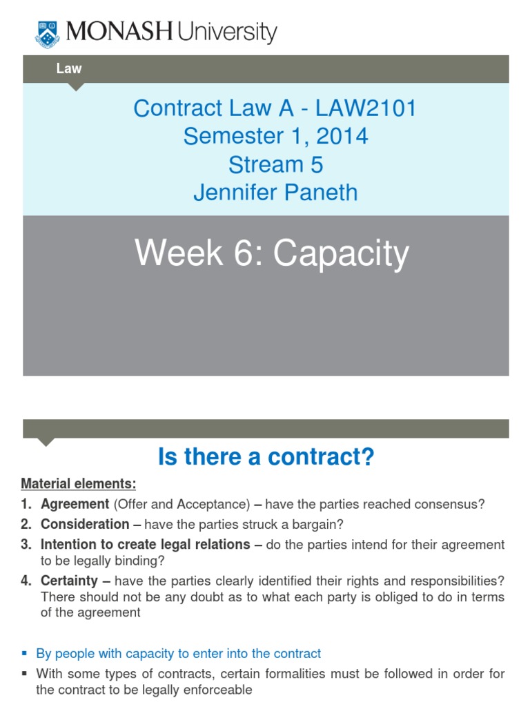 Capacity in Contract Law Explained | PDF | Ratification | Legal Ethics