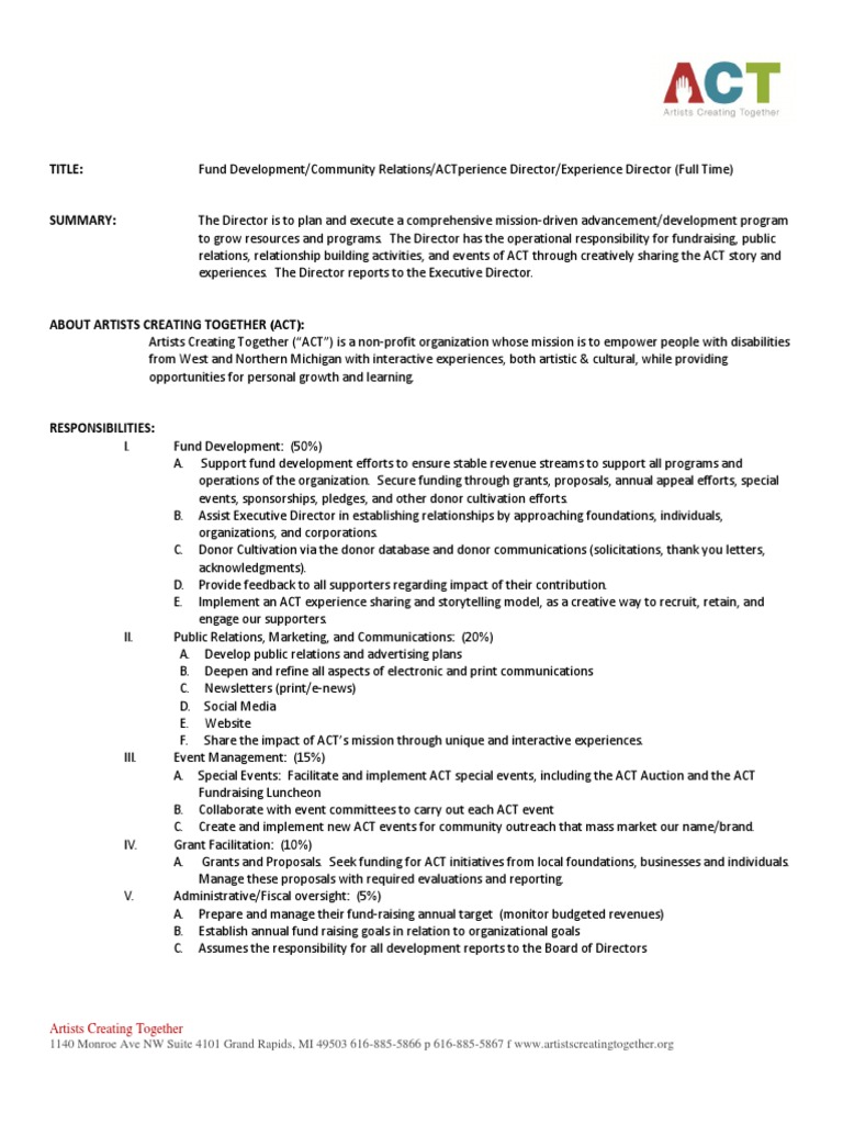 Fund Development Job Description | PDF | Fundraising | Business