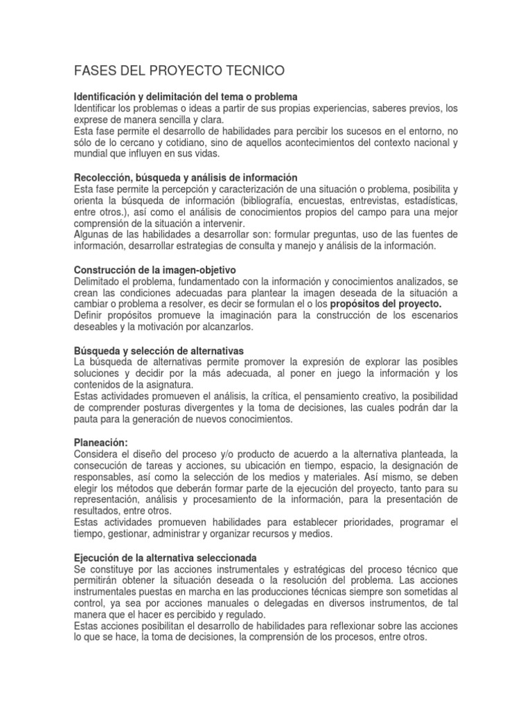 Fases Del Proyecto Tecnico | PDF | Toma de decisiones | Compartir ...