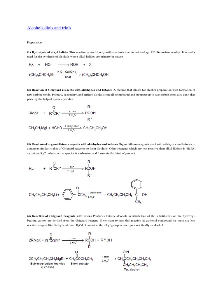 Alcohols, Diols, Triols | PDF | Alkene | Alcohol