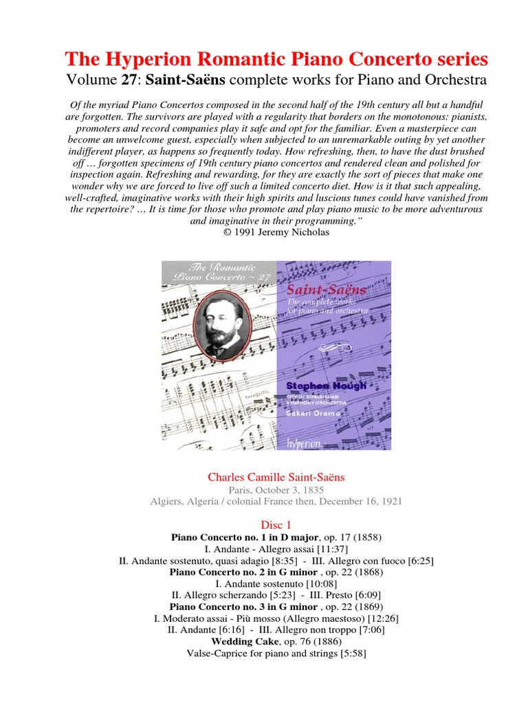 Saint-Saens Piano Concertos - Description PDF | Download Free PDF ...