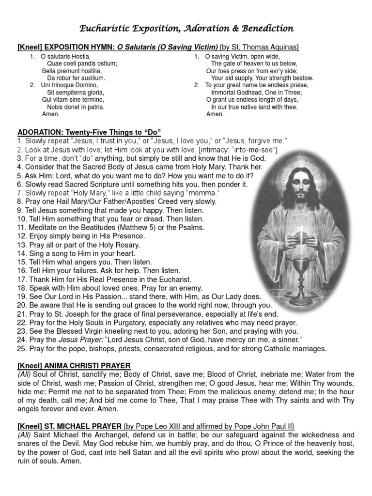 Eucharistic Adoration Sheet | Mary, Mother Of Jesus | Blessing