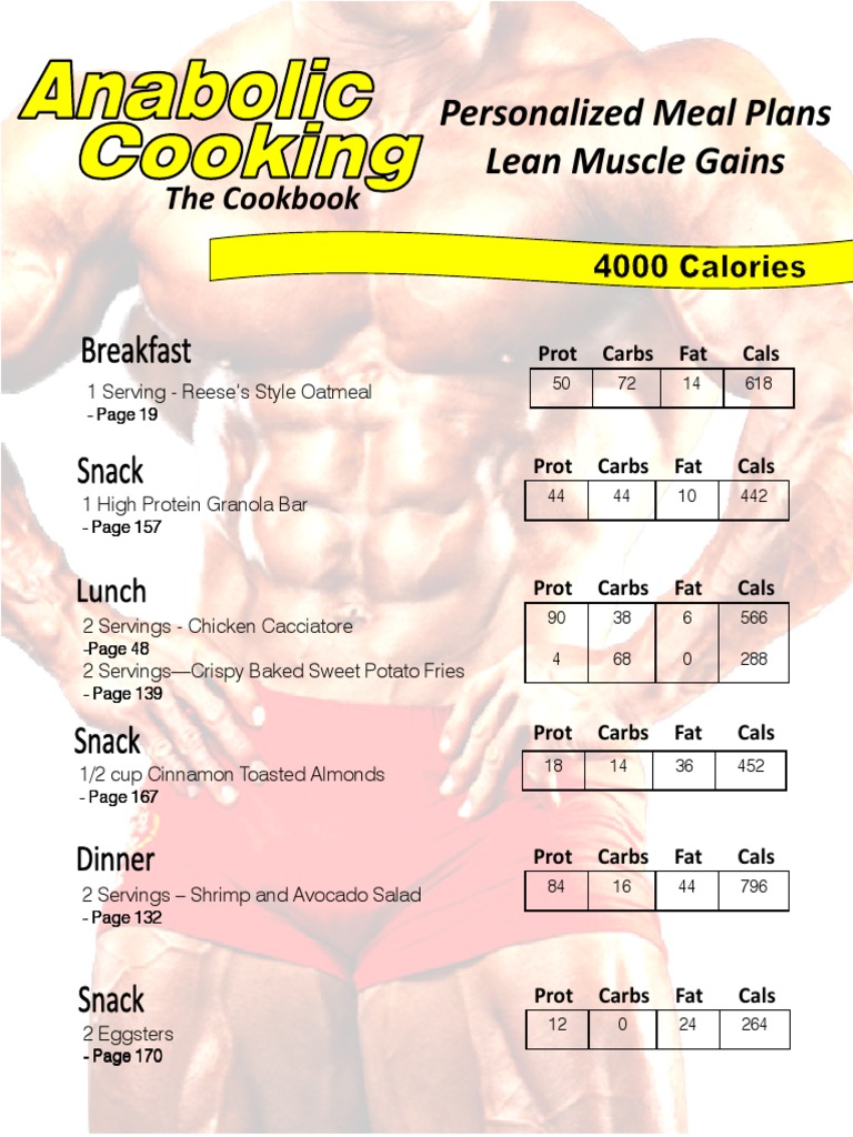 Lean Muscle Mass Meal Plan - 4000 Calories | PDF