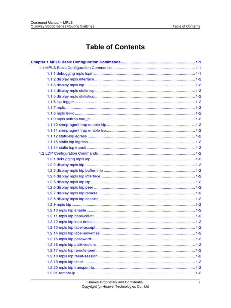 Chapter 1 Mpls Basic Configuration Commands
