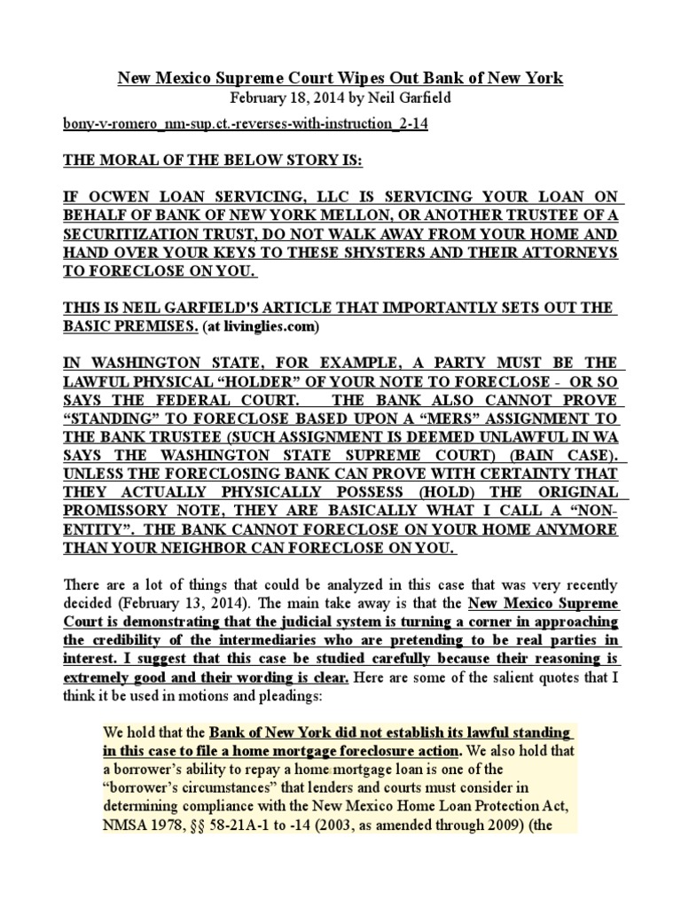 Bank of New York, Ocwen and Litton Loan Servicing Get Slammed by NM ...