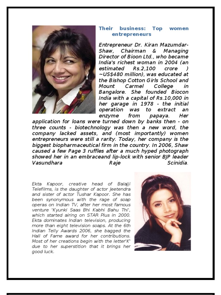 Their Business: Top Women Entrepreneurs | PDF | Cosmetics ...