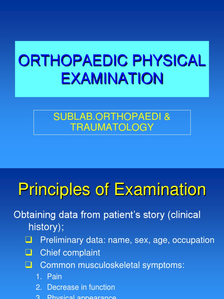 Opt - Orthopaedic Physical Examination 2 | PDF