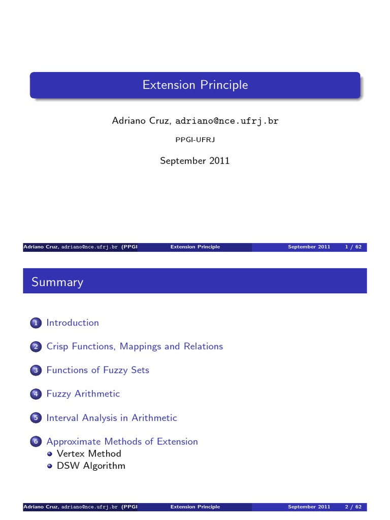 Extension Principle Hand Out | PDF | Fuzzy Logic | Function (Mathematics)