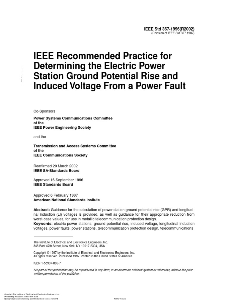 Ieee Recommended Practice For Determining The Electric Power Station ...