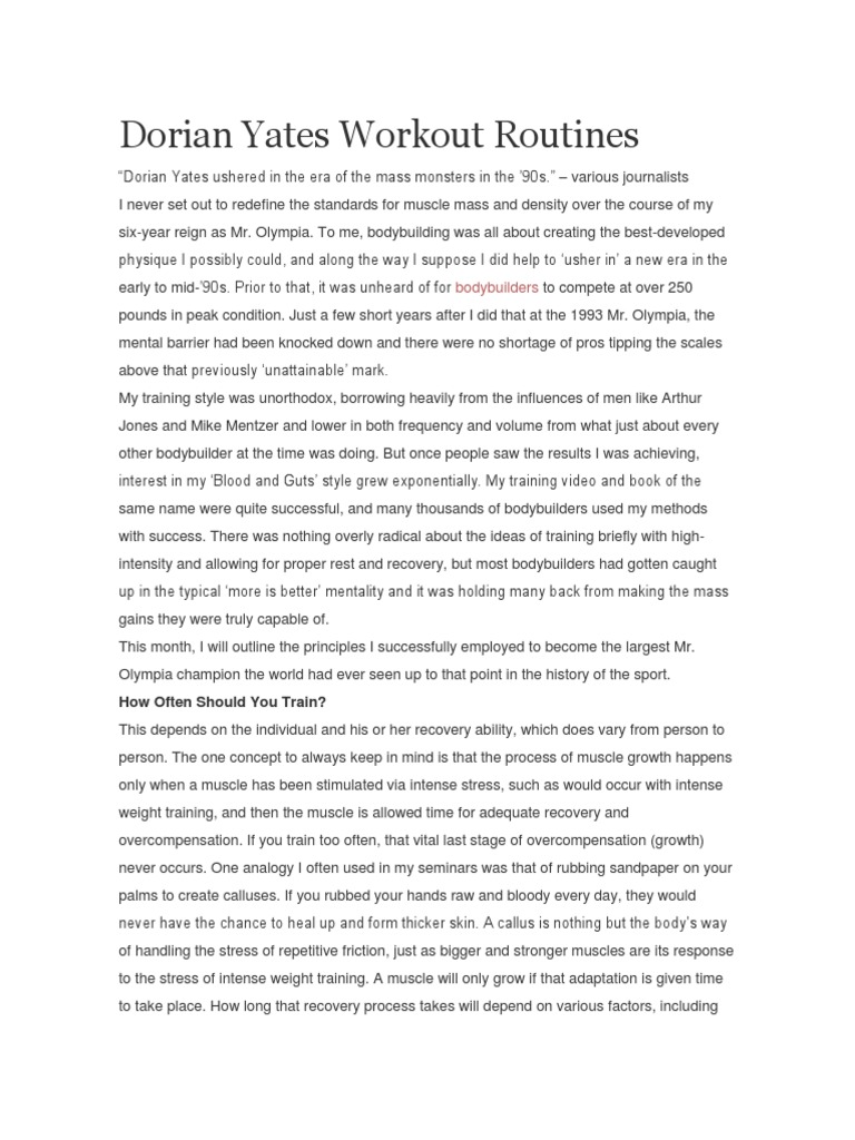 Dorian Yates Workout Routines | PDF | Muscle | Physical Exercise