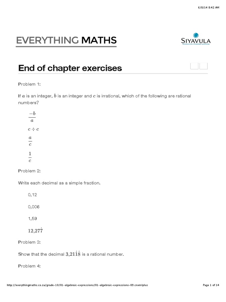 Year 10 Algebra Questions & Answers | PDF | Rational Number | Fraction ...