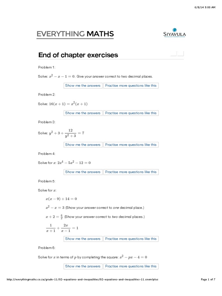Year 11 - Equations & Inequalities Test | PDF | Equations | Numbers