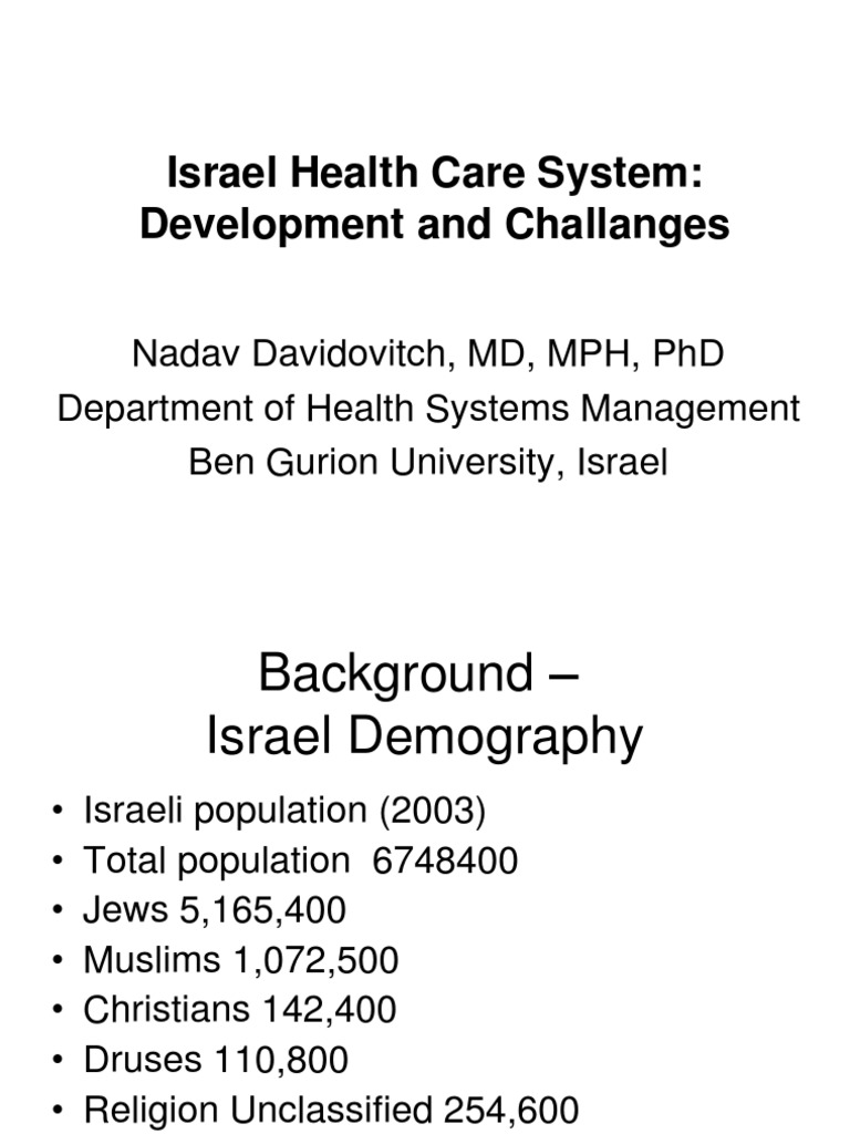 Israel Health Care System: Development and Challanges | Download Free ...