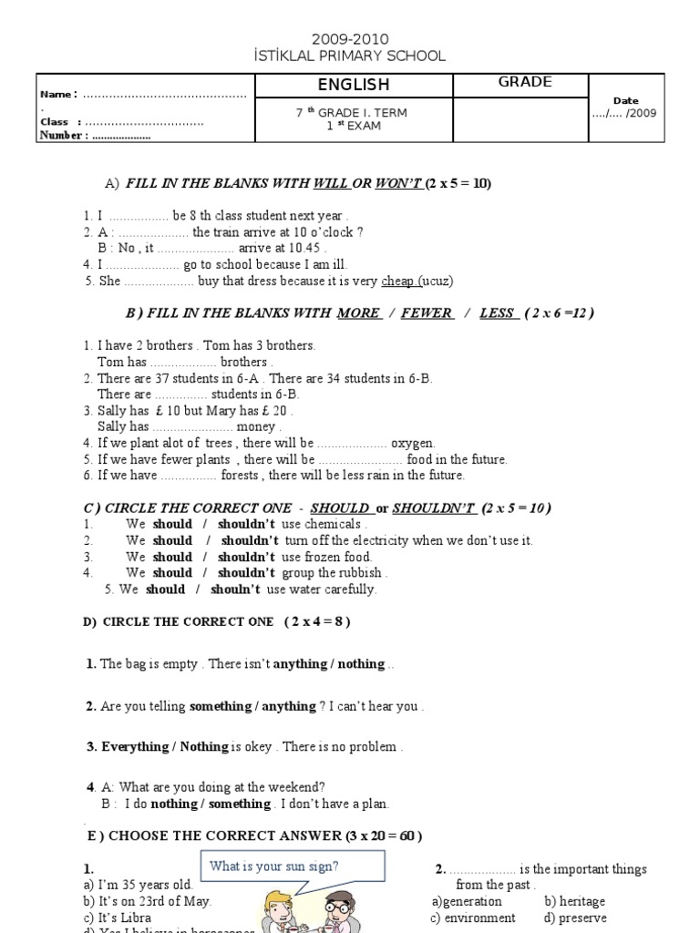 7 TH GRADES EXAM | Nature