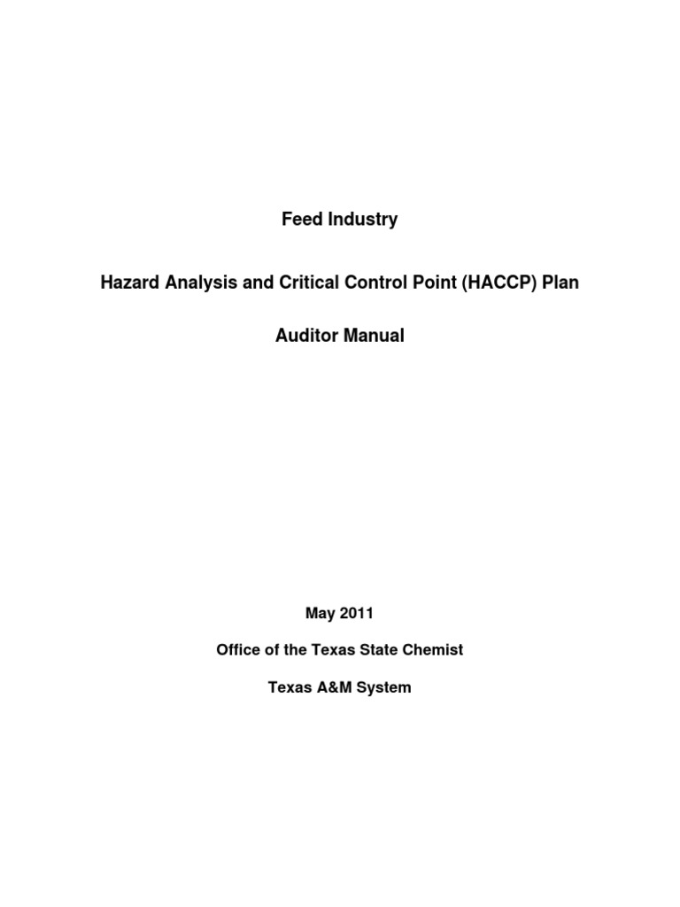 Hh1 - Animal Feed Haccp Plan | PDF | Hazard Analysis And Critical ...