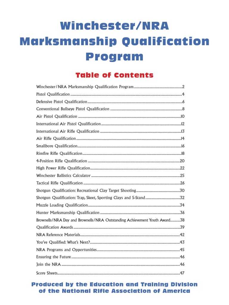 Winchester-NRA Marksmanship Qualification Program | PDF | Technology ...