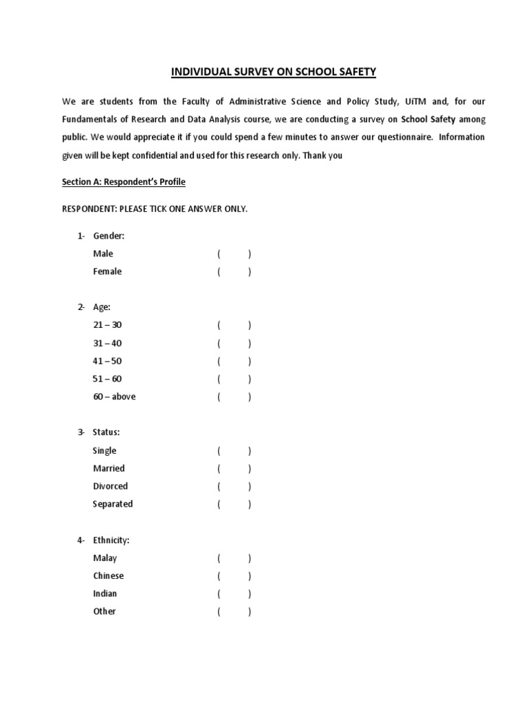 School Safety Survey for Parents | PDF