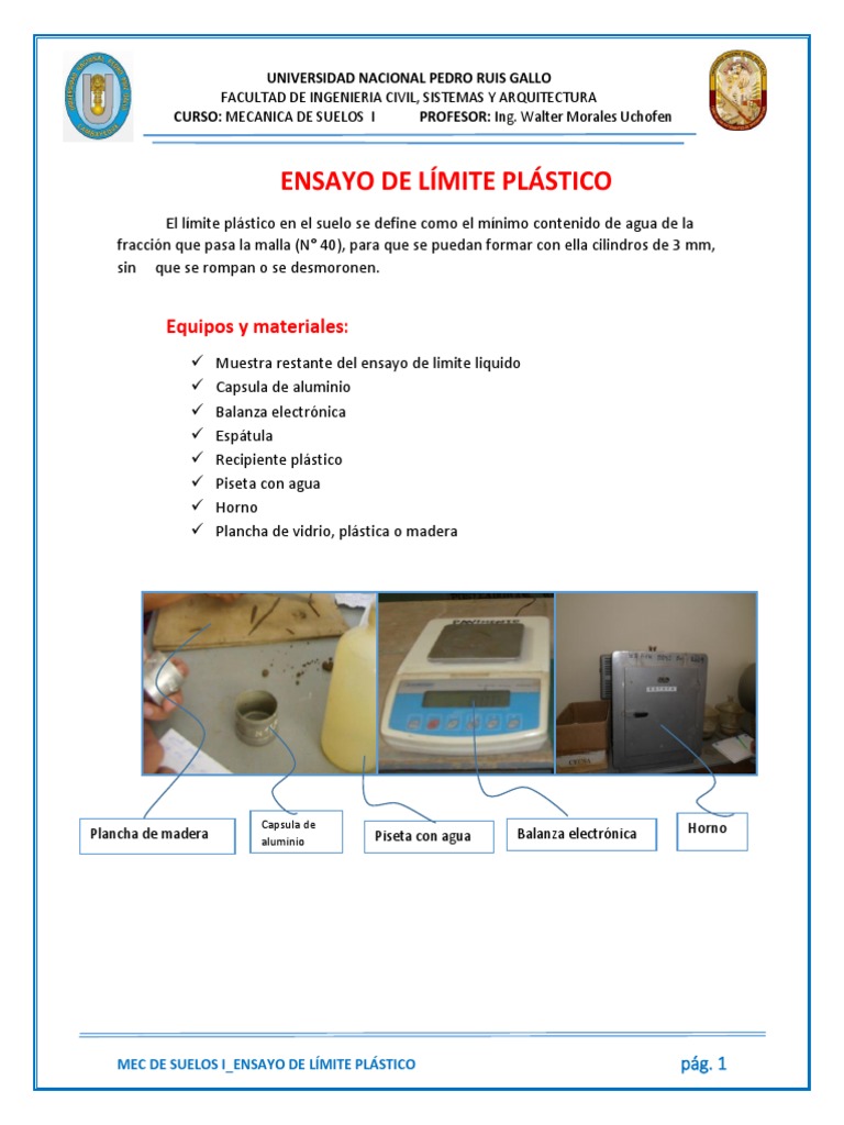 Ensayo de Límite Plástico en Suelos | PDF | Aluminio | Science