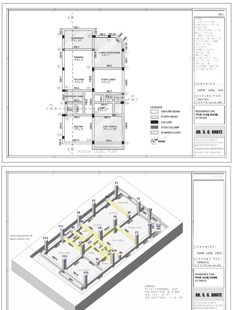 RCC Frame Structure Drawing Details | PDF | City Of Brisbane | Houses