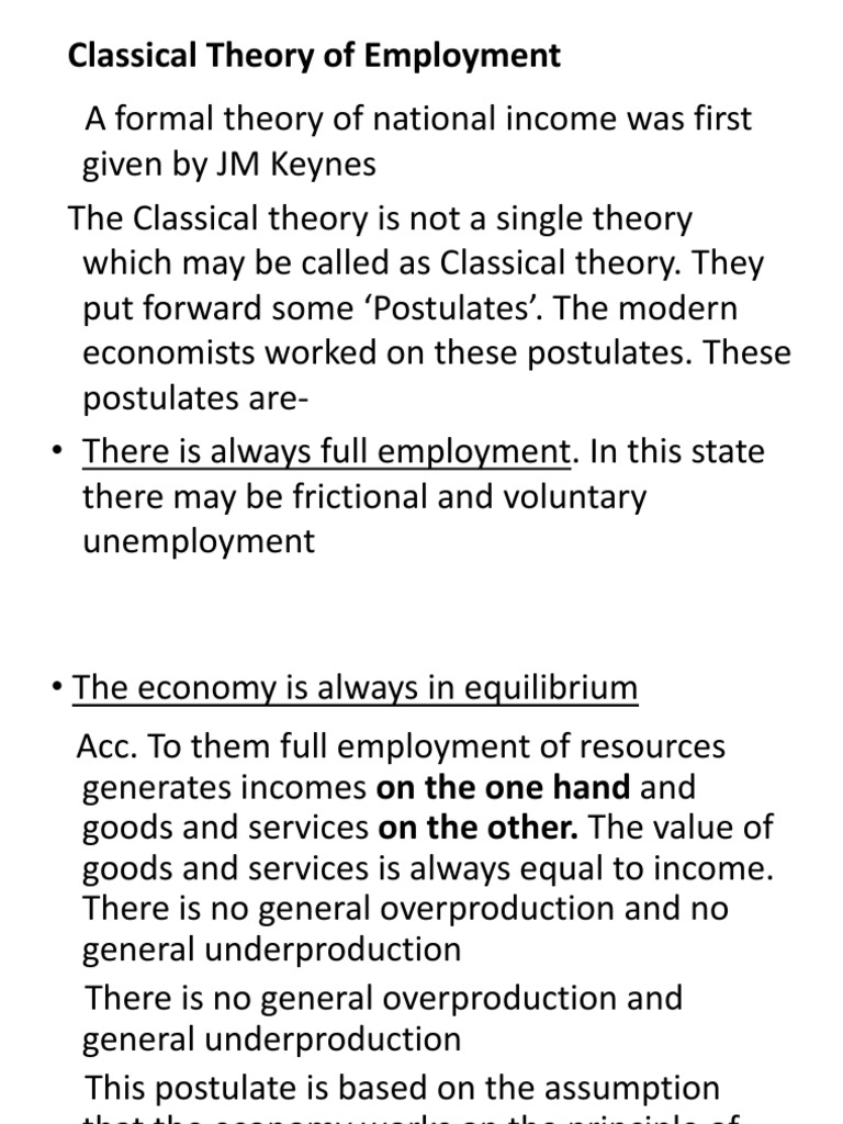 Classical Theory of Employment | PDF | Labour Economics | Economic ...