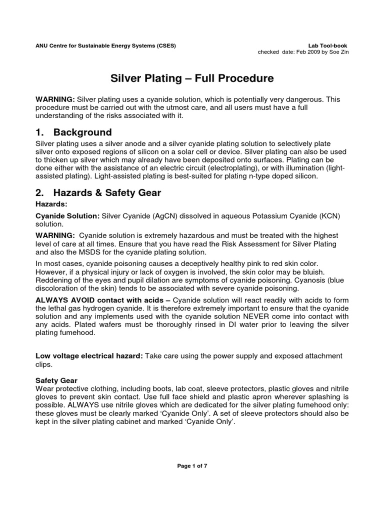 SilverPlating Process | PDF | Silver | Cyanide