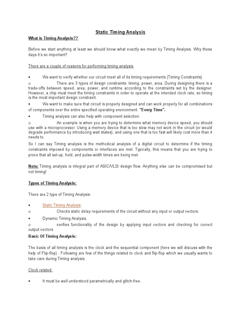 Understanding Static Timing Analysis | PDF | Electronic Circuits ...