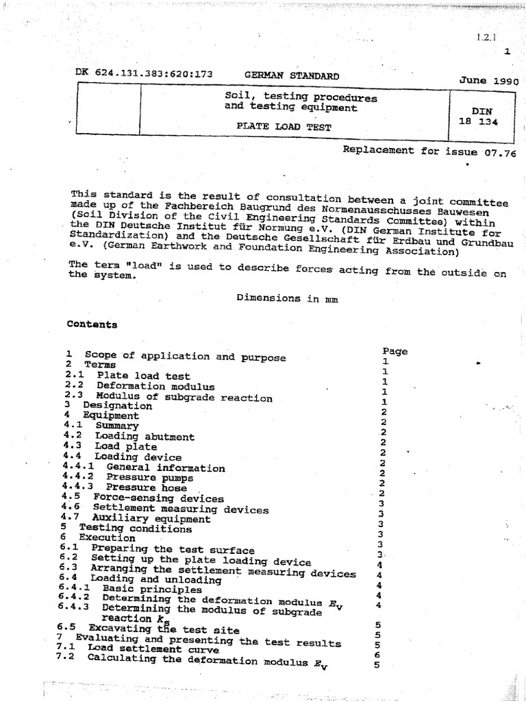 Plate Load Test DIN 18134 | PDF