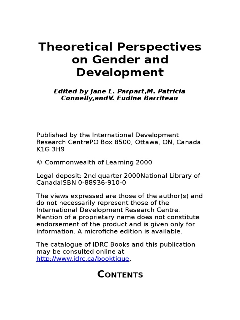 Theoretical Perspectives On Gender and Development (En) | PDF ...