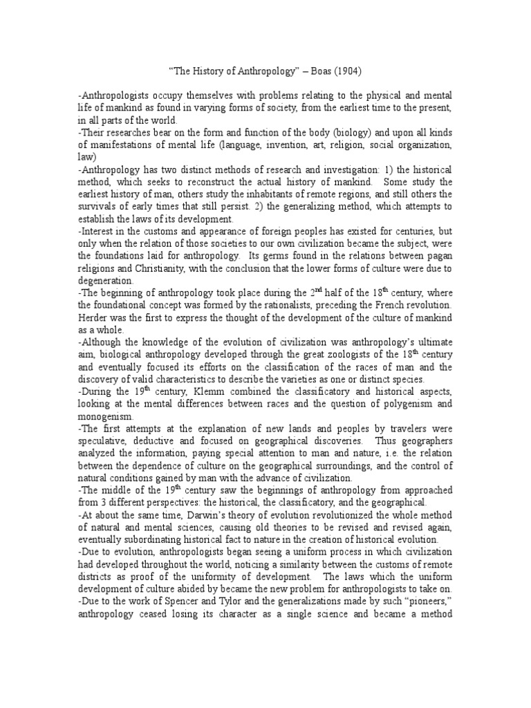 The History of Anthropology - Boas | Download Free PDF | Anthropology ...