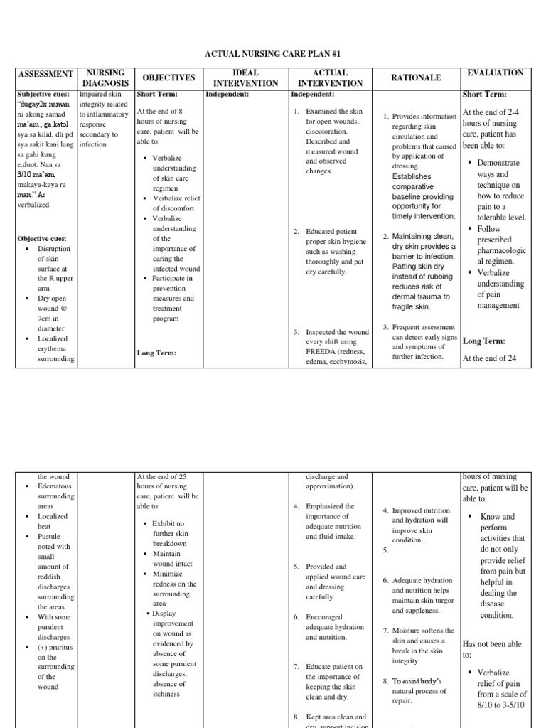 Actual Nursing Care Plan 2 | Infection | Medical