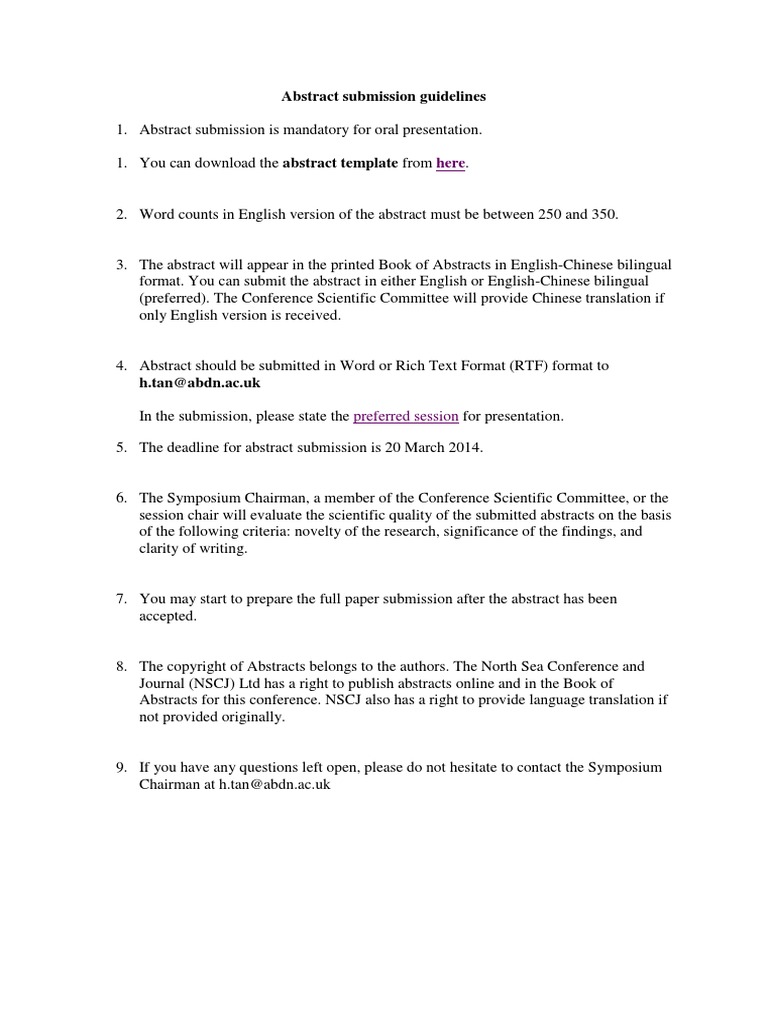 Abstract Submission Guidelines | PDF