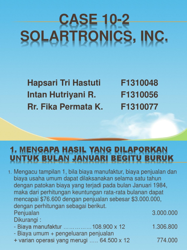Case 10.2 - Solartronic | PDF | Pengelolaan Keuangan & Uang