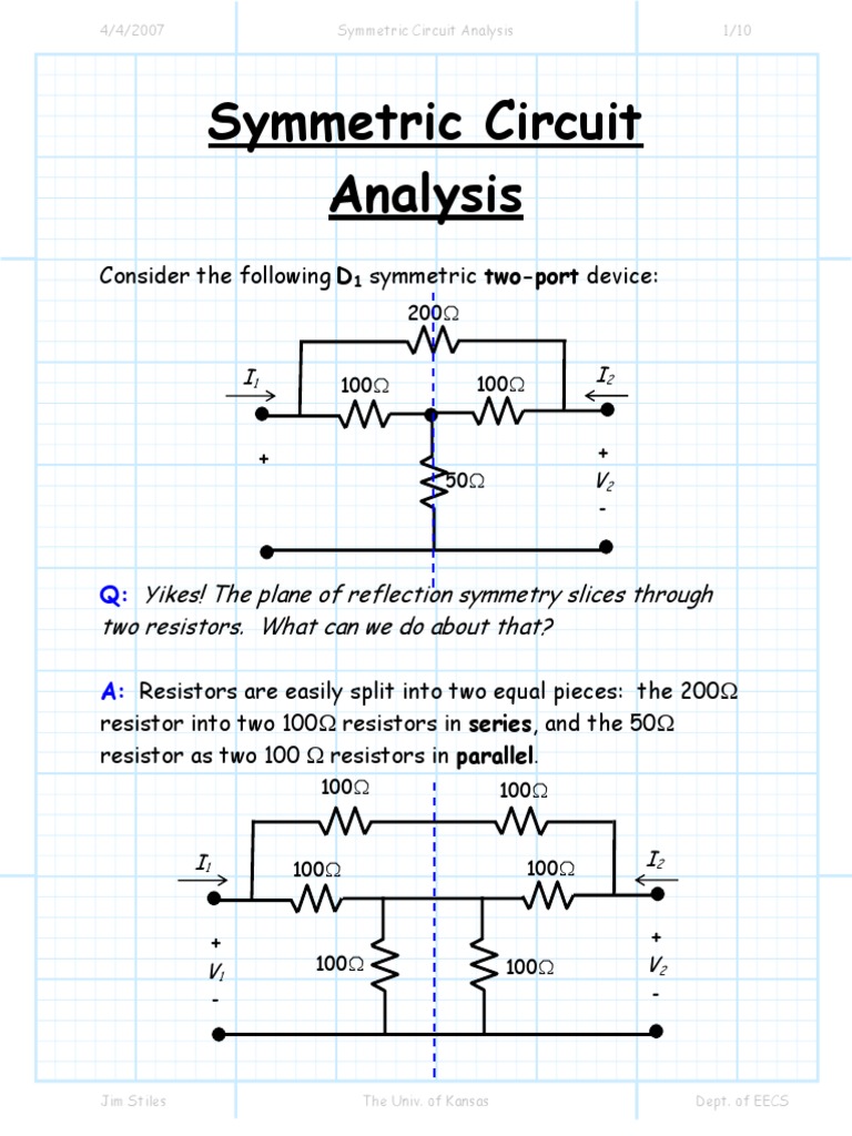 Symmetric Circuit Analysis | PDF | Symmetry | Network Analysis ...