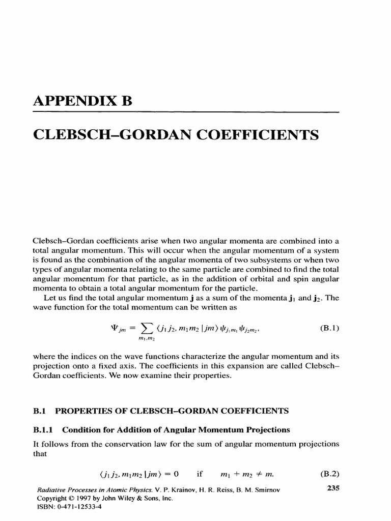 Clebsch Gordan Coefficients | PDF | Angular Momentum | Particle Physics
