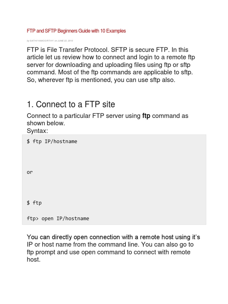 Ftp And Sftp Beginners Guide Download Free Pdf File Transfer Protocol Computer Data