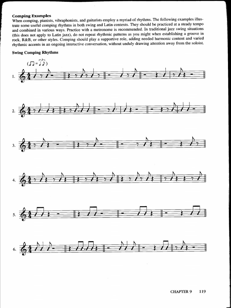 Comping Rhythms for jazz, latin and jazz | Musical Techniques ...