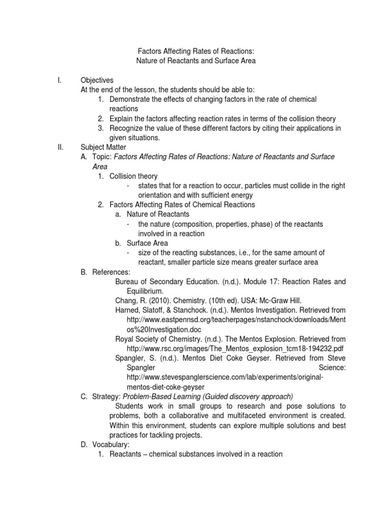 Lesson Plan - Collision Theory | Download Free PDF | Reaction Rate ...
